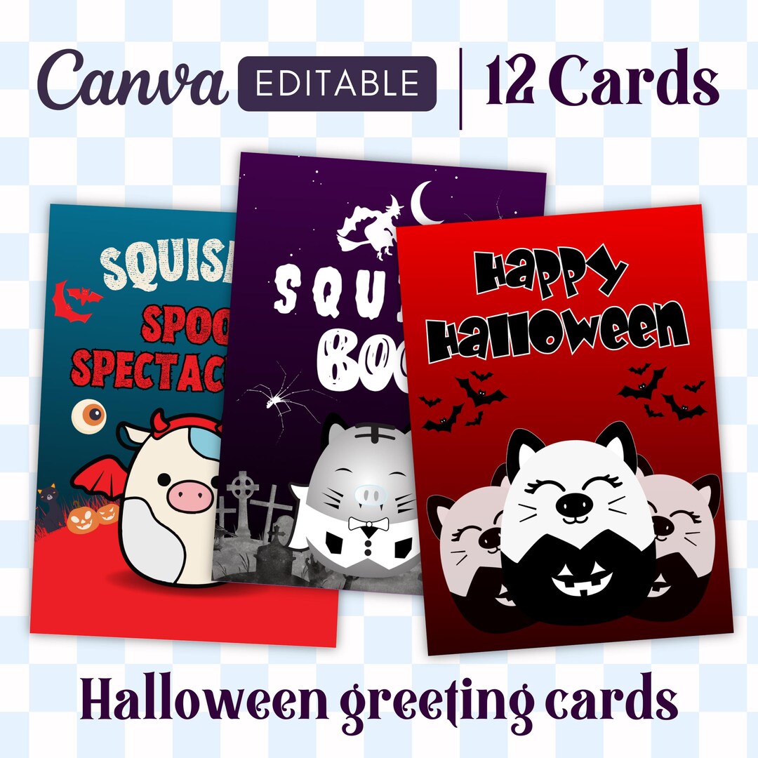 12 Printable Halloween Greeting Cards, Halloween Cards, Gift, Card With ...
