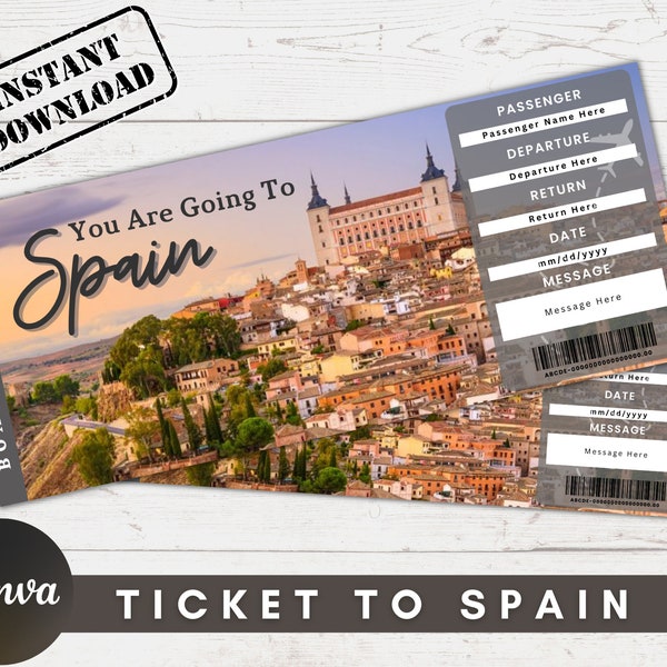 Spanish Boarding Pass Template - Etsy