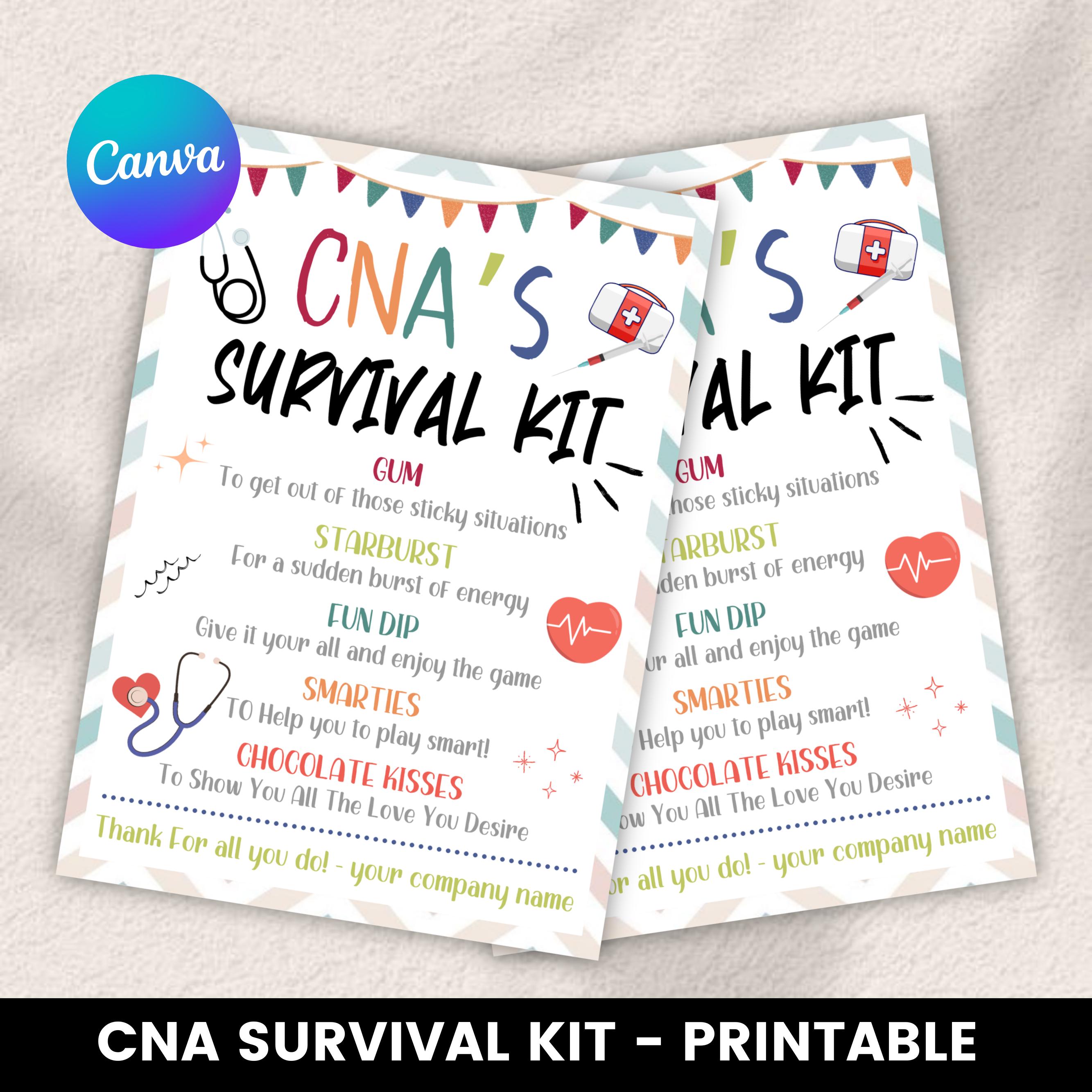 Printable CNA Survival Kit Tag, Nursing Home, Appreciation Week, CNA ...