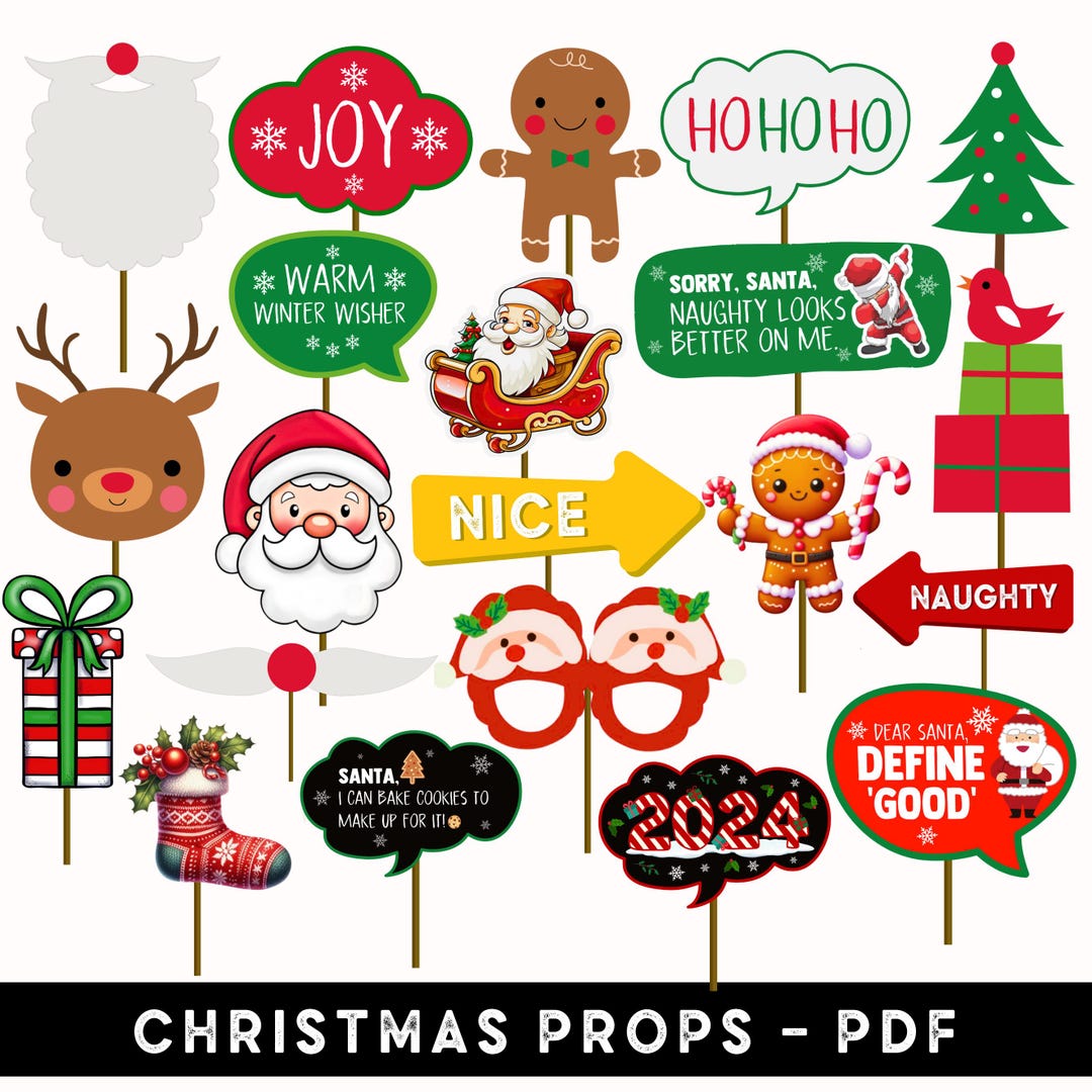 20+ Christmas Party Photo Booth Props, Christmas Funny Photobooth Props ...