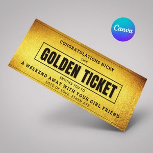 Golden Ticket Template, Printable Golden Ticket Editable Template ...