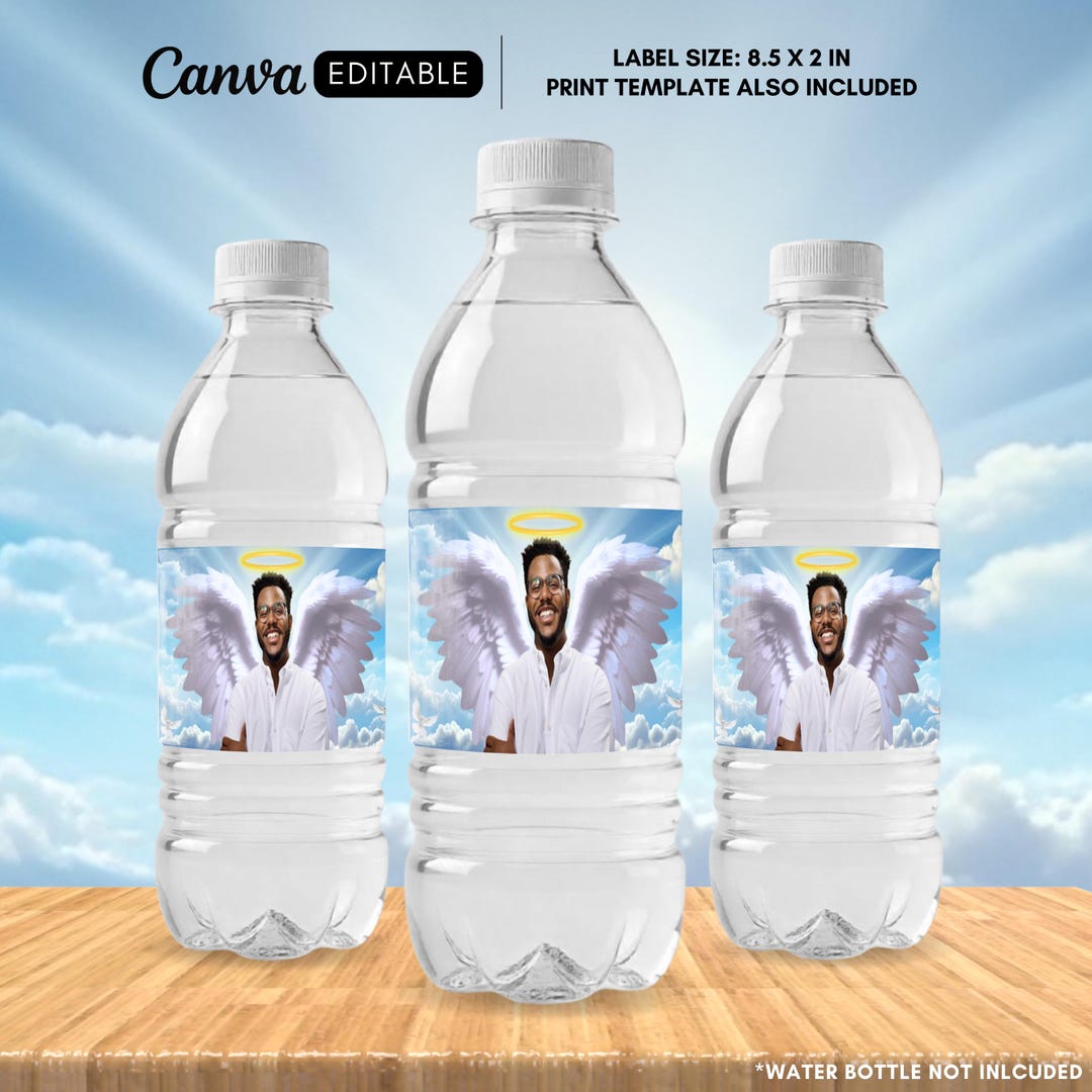 DIY Memorial Water Bottle Label Design Template, Memorial Water Bottle ...