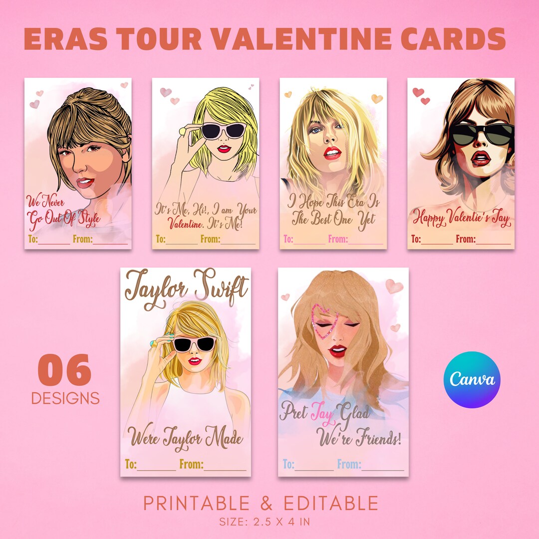 The Eras Tour Valentine's Day Cards Valentines Day Tag Printable Trendy ...