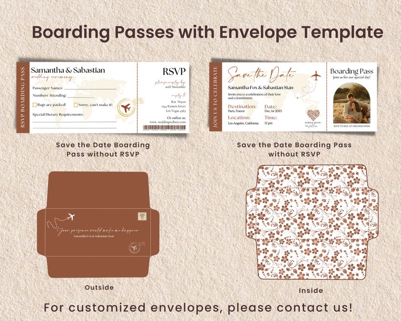 Destination Wedding Invitation, Boarding Pass Invitation, Printable ...