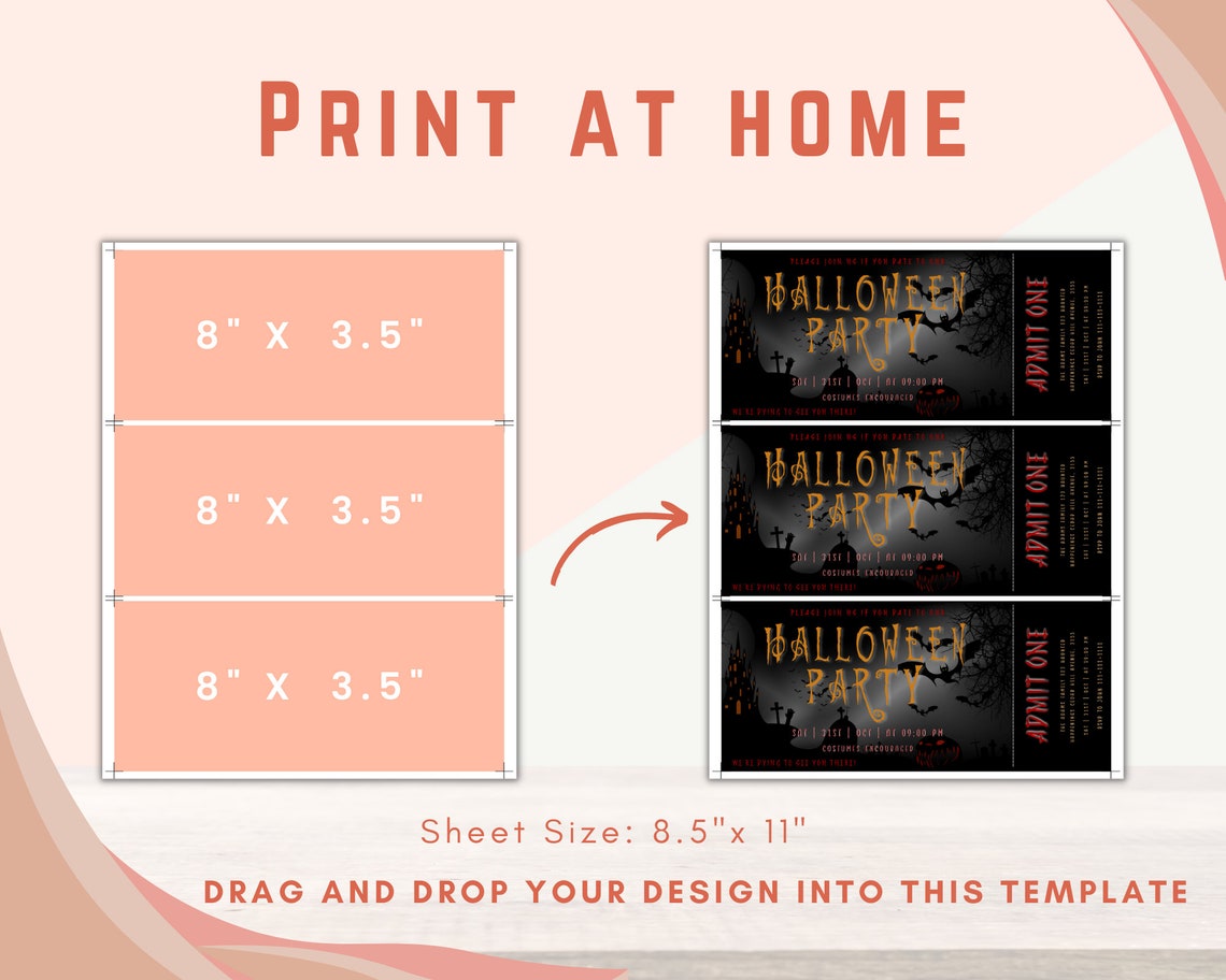 Editable Halloween Ticket Invitation, Printable Halloween Invitations ...