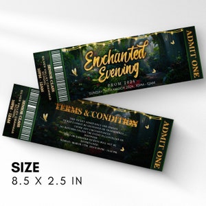 Prom Ticket Template, Prom Enchanted Evening Forest Theme Ticket ...
