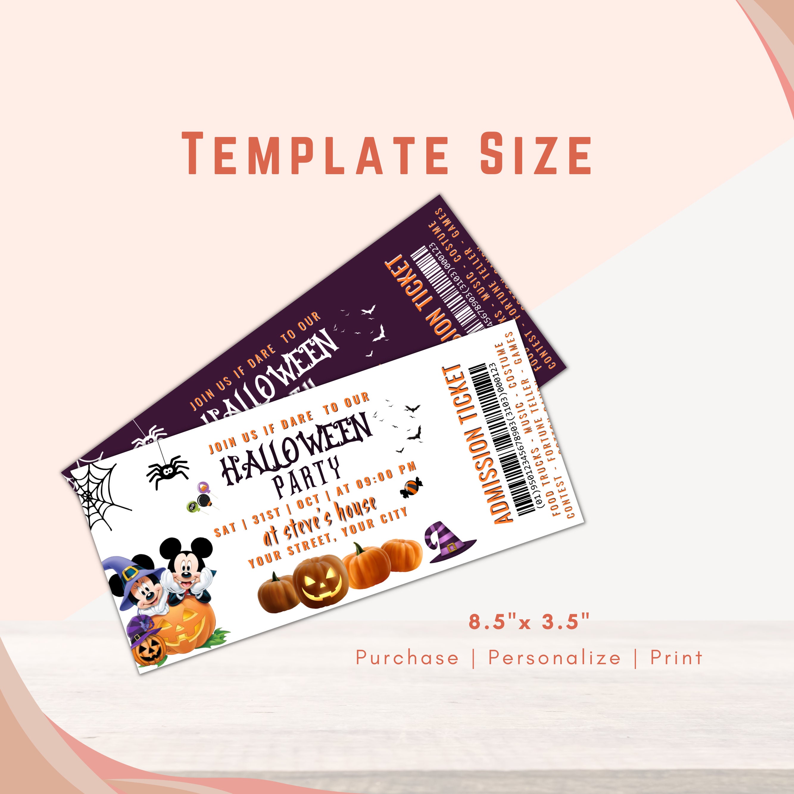 Editable Halloween Ticket Invitation, Printable Halloween Invitations ...