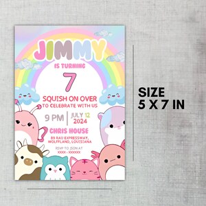 Squishmallow Birthday Invitation, Squishy Invitation,customizable ...