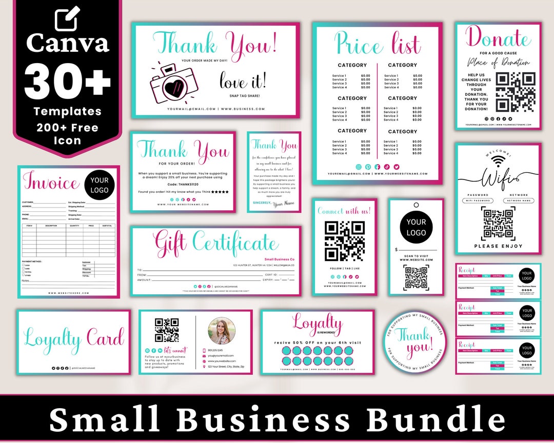 Craft Show Bundle, Small Business Bundle, Price List Template, QR Code ...