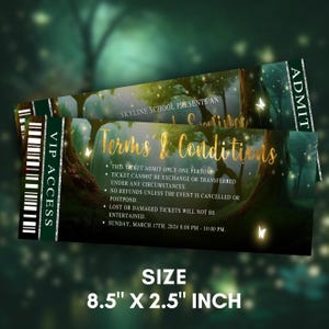 Prom Ticket Template, Prom Enchanted Forest Ticket Invitation, Editable ...
