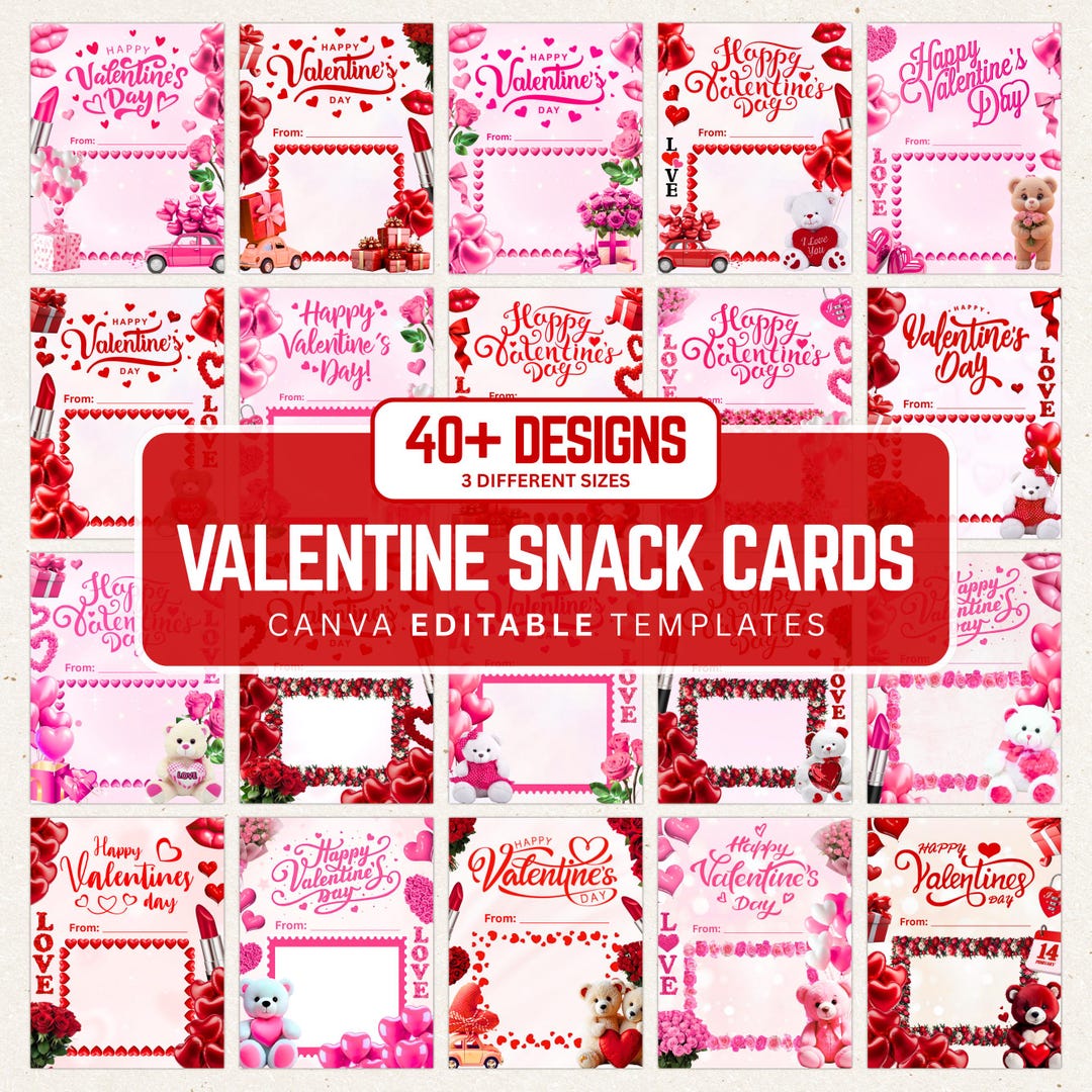 Valentine's Day Jumbo Snack Card Canva Template, Jumbo Treat Card ...