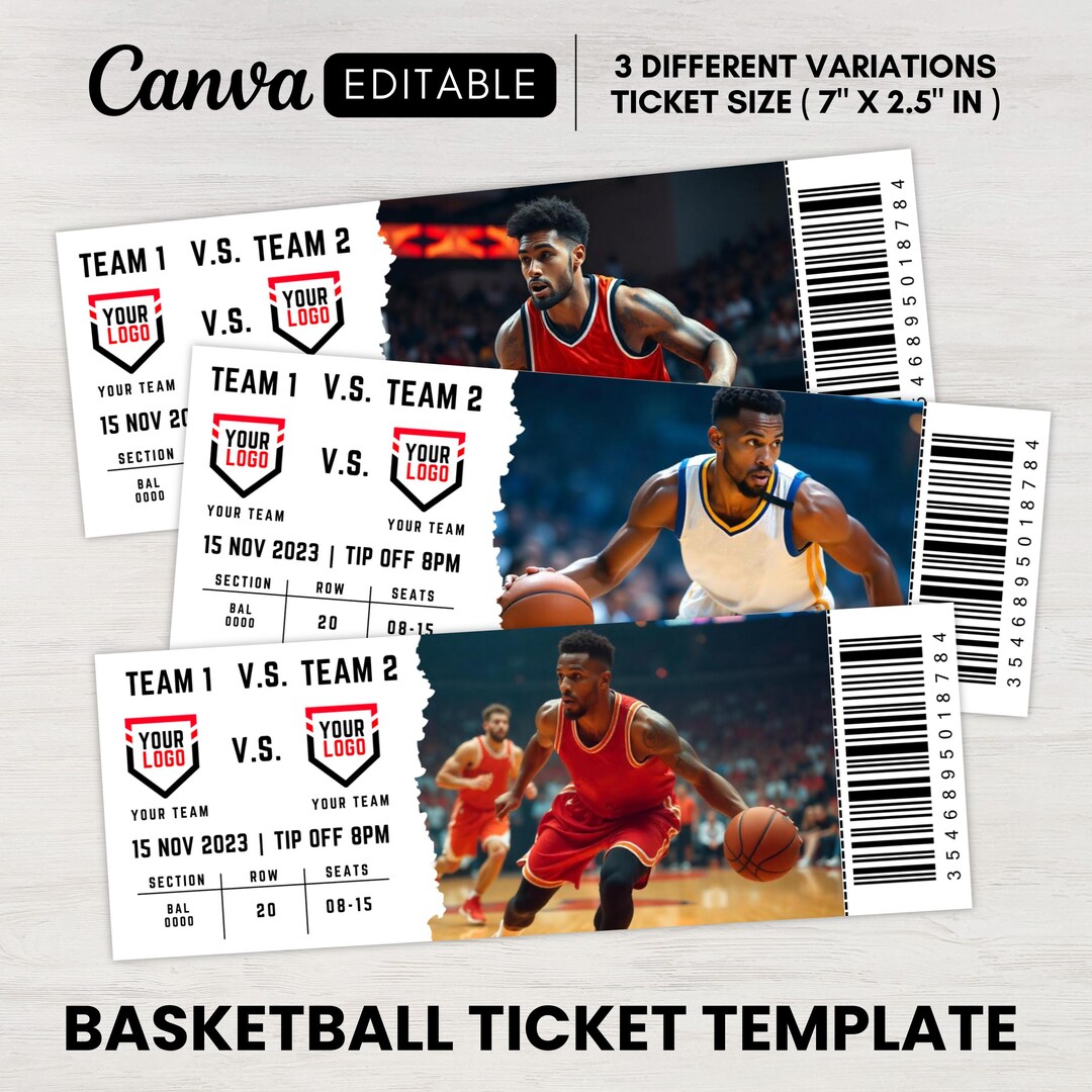 Editable Basketball Ticket, Custom Basketball Surprise Gift Ticket ...