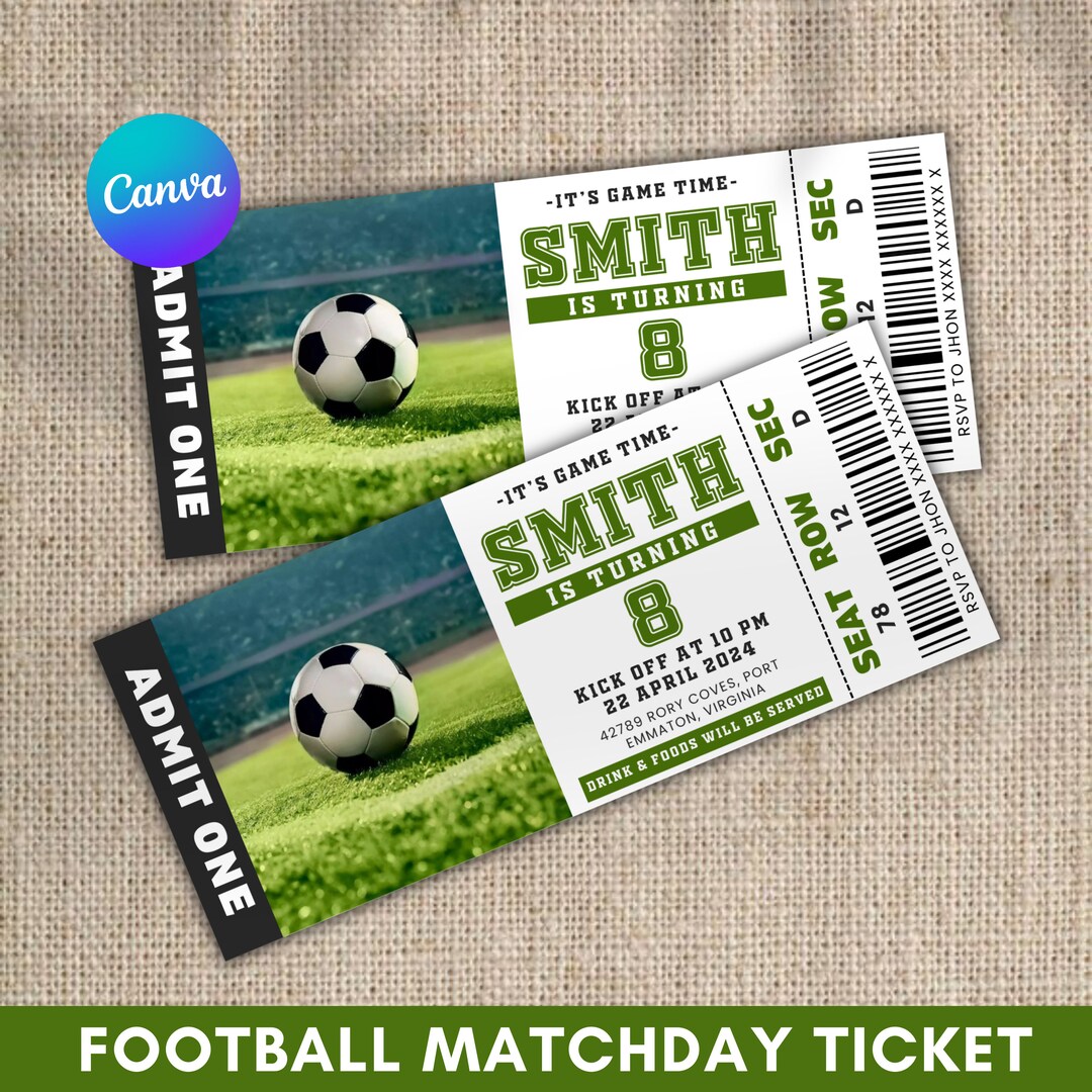 Printable Football Matchday Ticket, Customize Sports Ticket for Him or ...