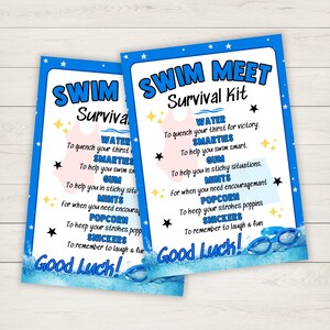 Editable Swim Survival Kit, Swim Gift Bags, Swim Team Survival Kit ...