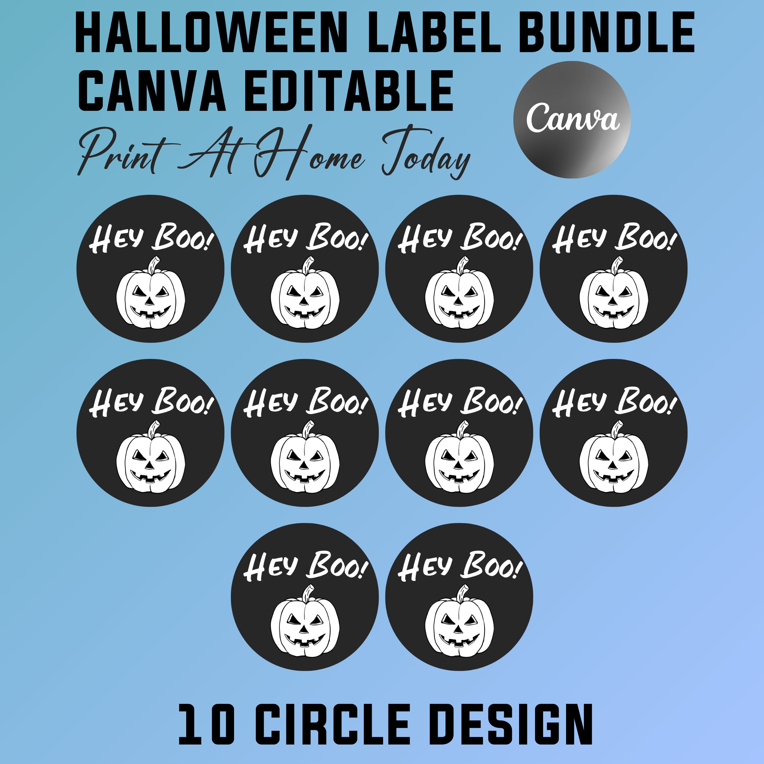 Editable Halloween Labels 6 Circle Thermal Labels for Small - Etsy