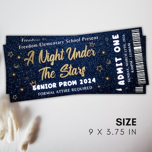 Prom Ticket Template, A Night Under the Stars Prom Ticket, Ticket ...
