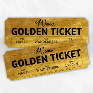 Golden Ticket Template, Printable Golden Ticket Editable Template ...