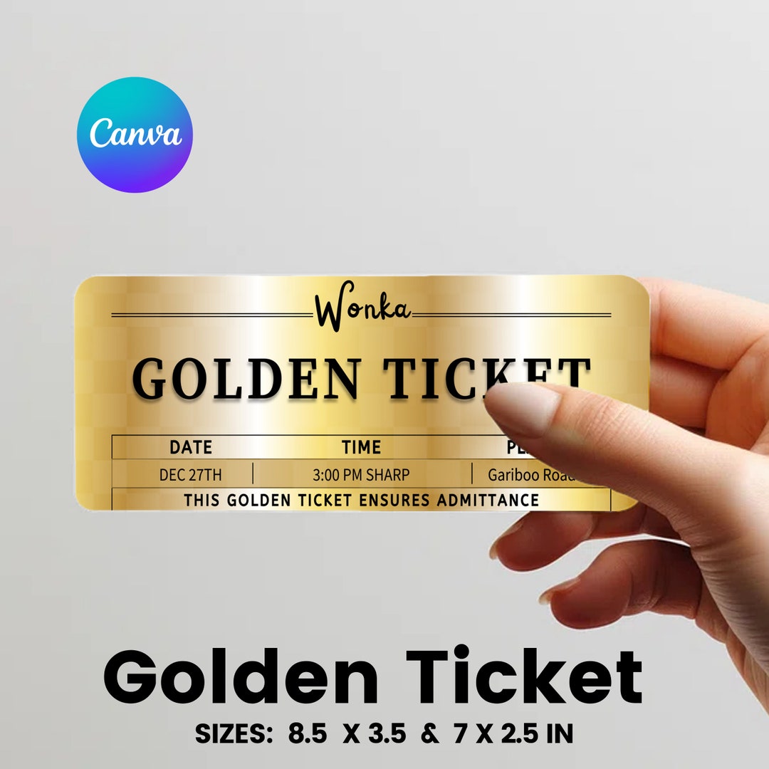 Golden Ticket Template, Printable Golden Ticket Editable Template ...
