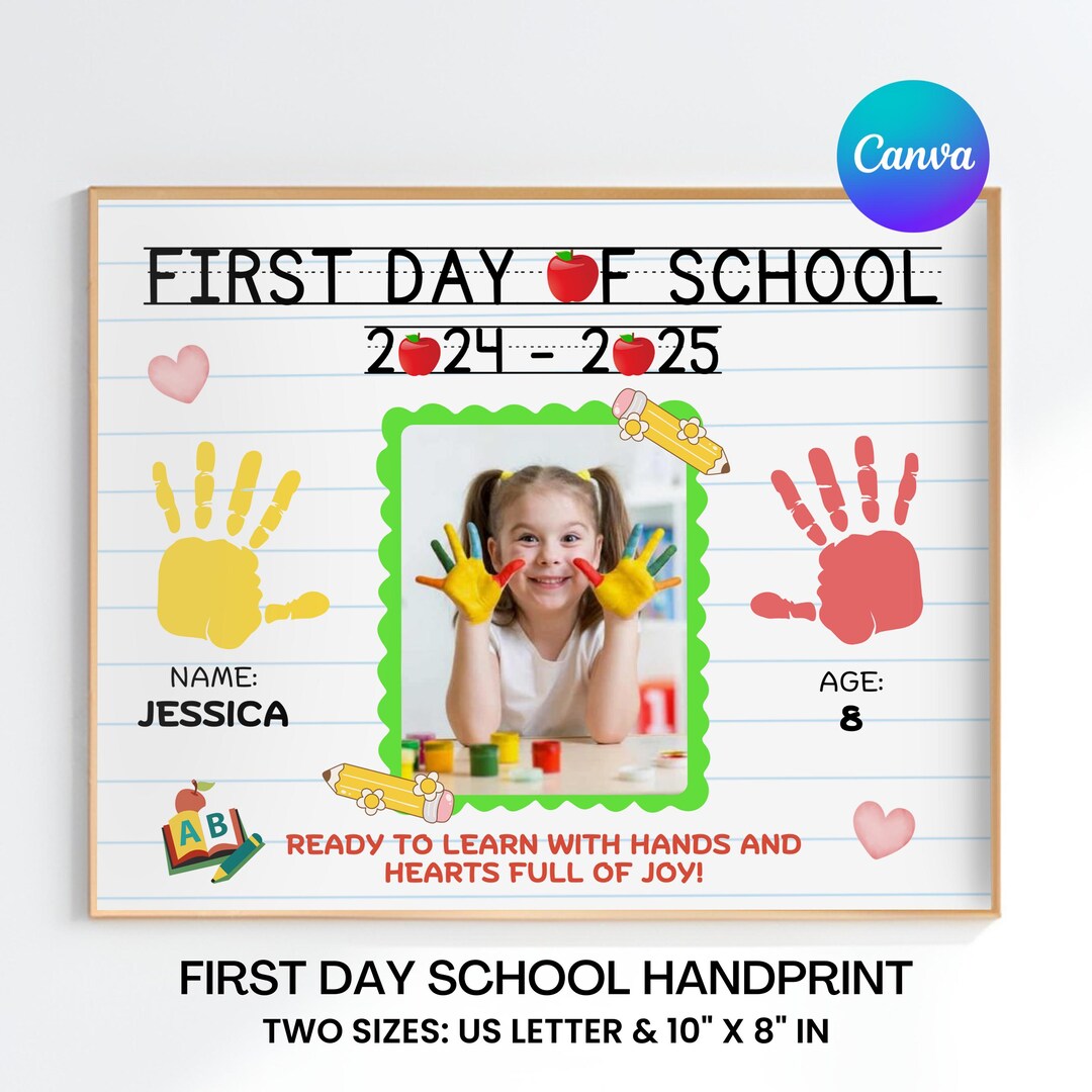 First Day of School Handprint Craft, Back to School Printable, School ...
