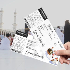 Umrah Boarding Pass, Editable Hajj Boarding Pass, Hajj Plane Ticket ...
