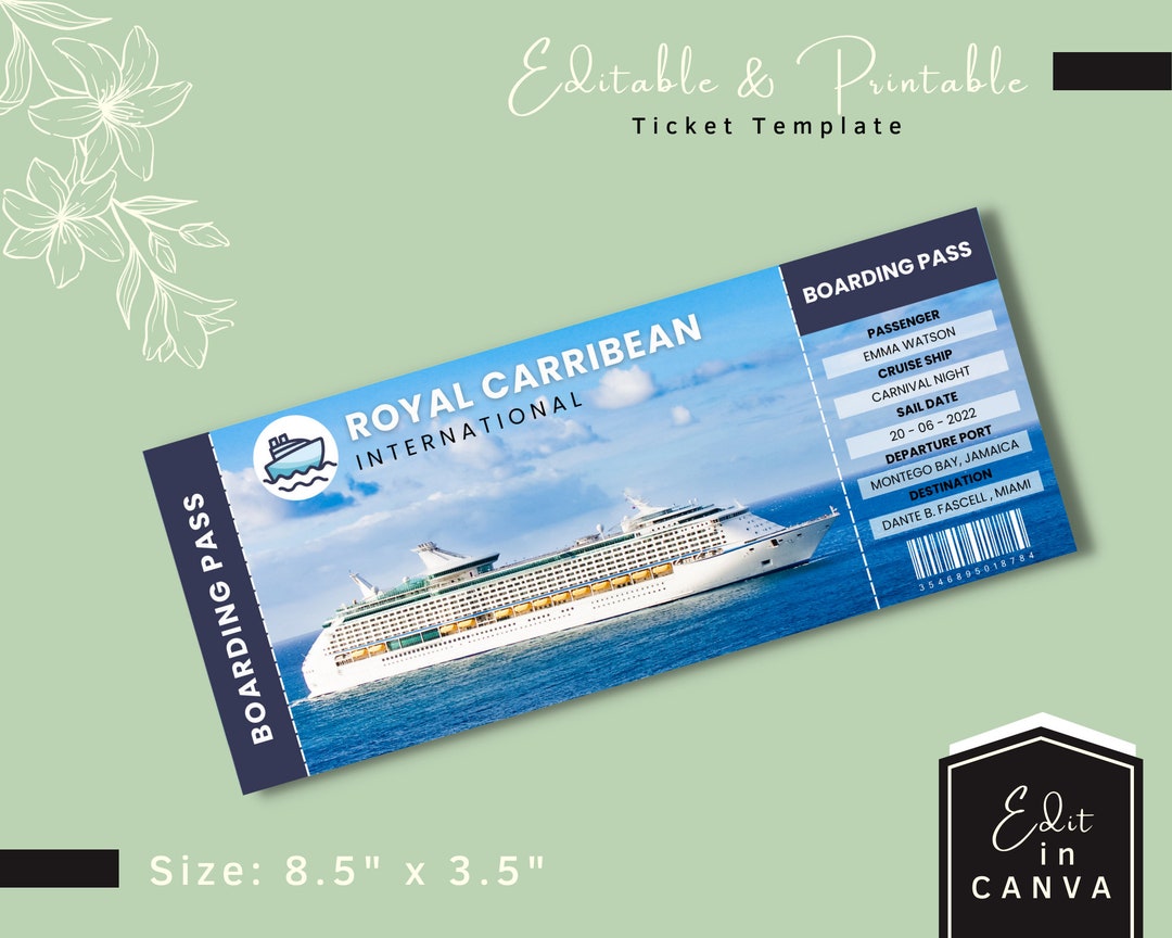 Editable Cruise Ticket Template, Surprise Cruise Ship Carnival Tickets ...