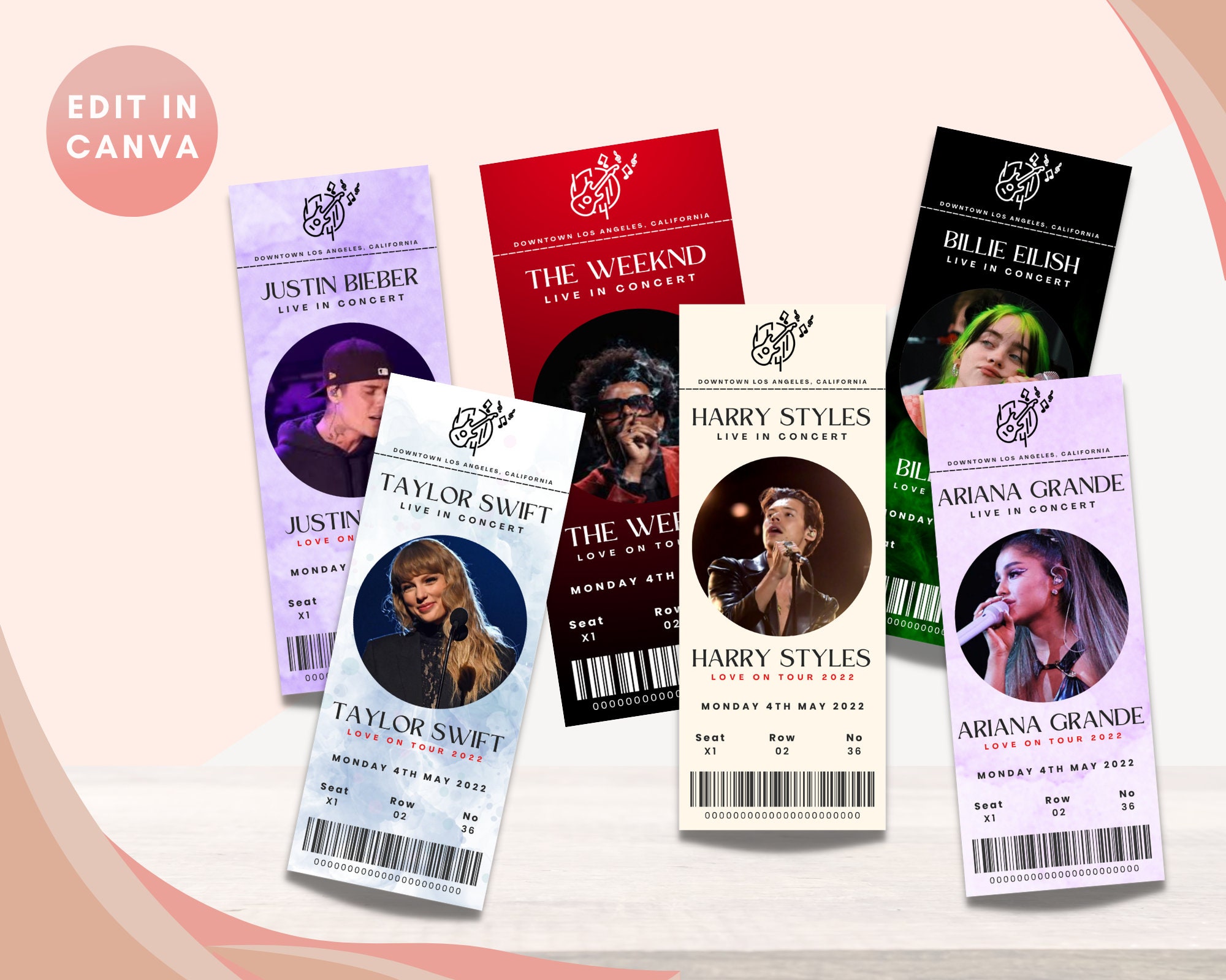 Concert Ticket Template Gift Certificate Personalized Event - Etsy