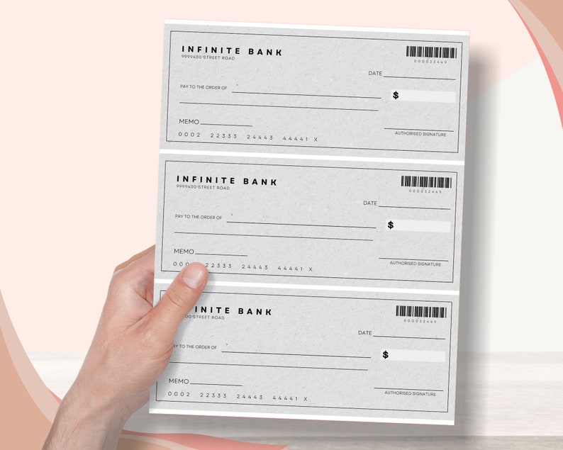 Bank Note Printable Blank Check Blank Birthday Cheque Check - Etsy