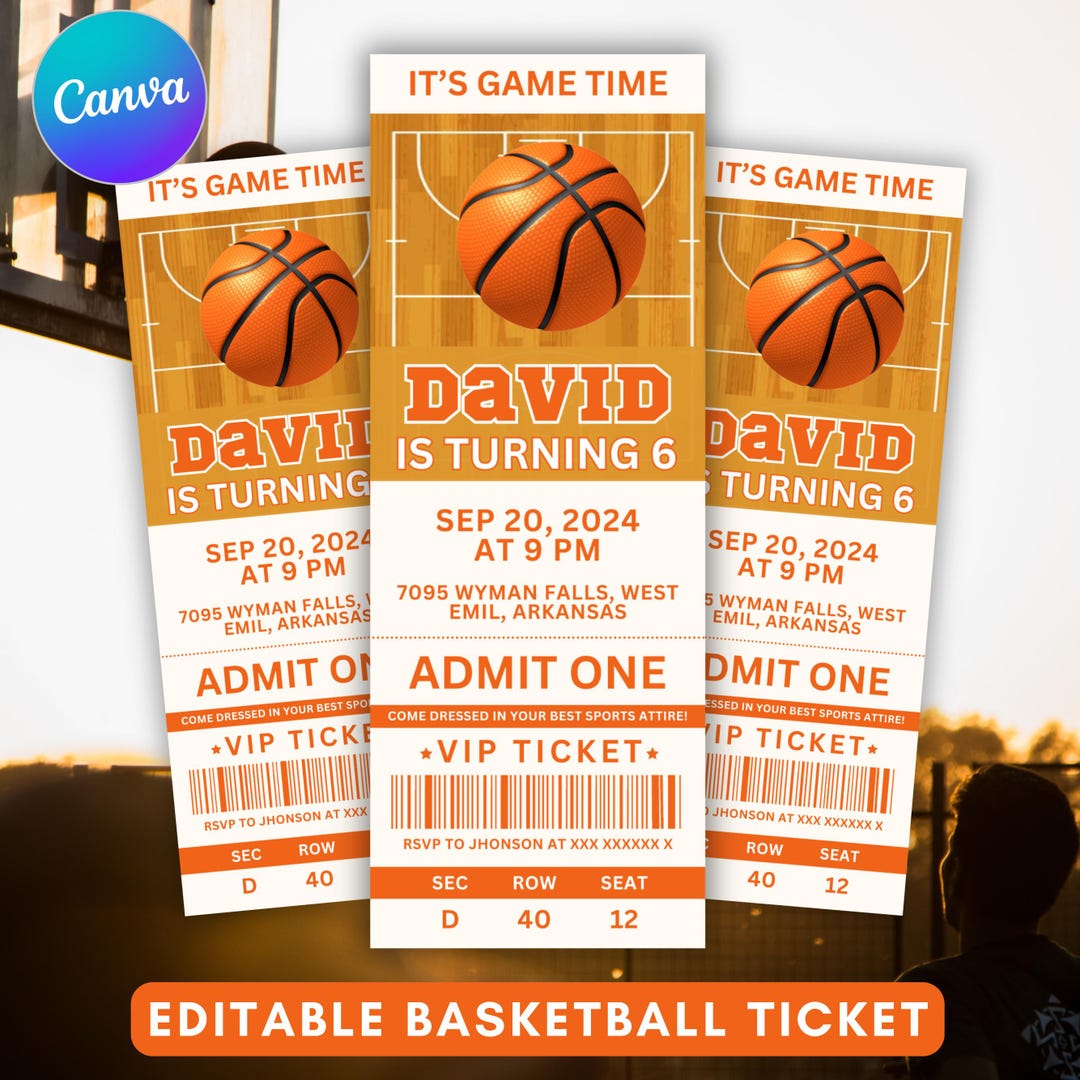 Basketball Ticket Template, Custom Basketball Ticket, Basketball Game ...