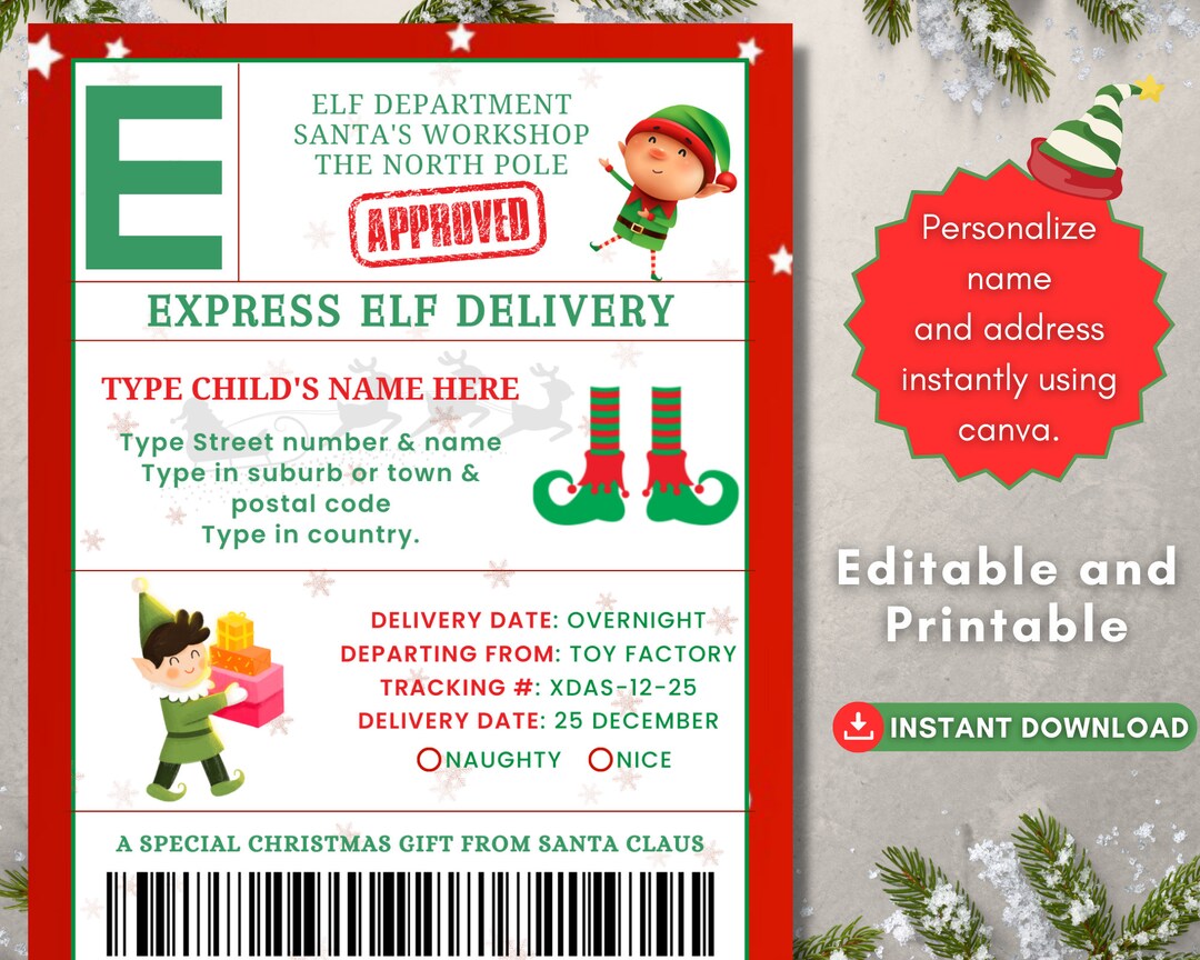 Elf Mail Shipping Labels North Pole Stickers, Elf Mail Label, Elf Mail ...