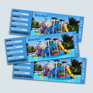 Printable Waterpark Theme Surprise Ticket Canva Template, Editable ...