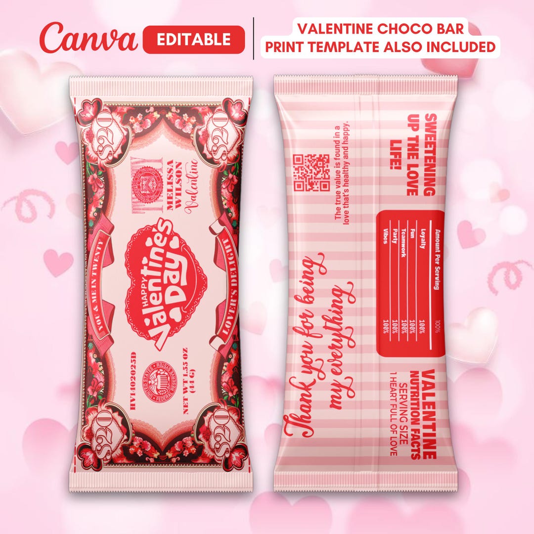 Valentine Choco Bar, Valentine Printable, Happy Valentine's Day ...