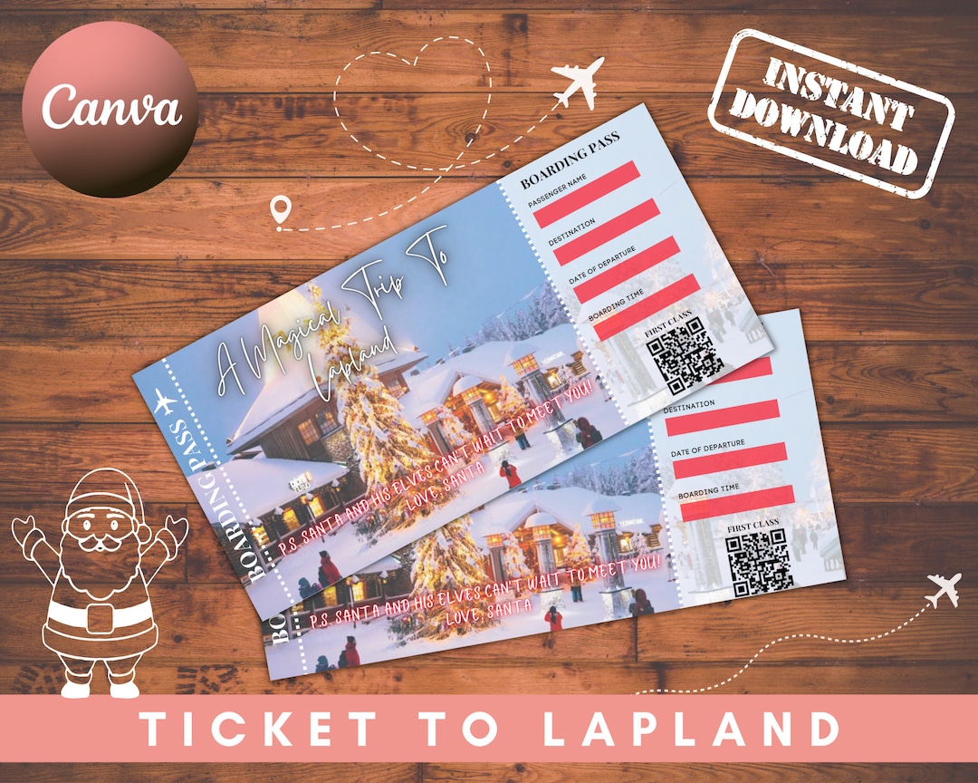 Lapland Ticket, Elf Boarding Pass, Christmas Ticket, Boarding Pass ...