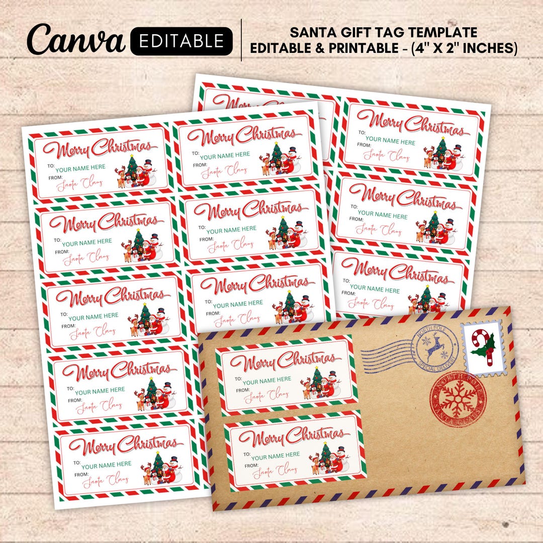 Santa Gift Tags Printable,christmas Labels Stickers Tags,from Santa ...