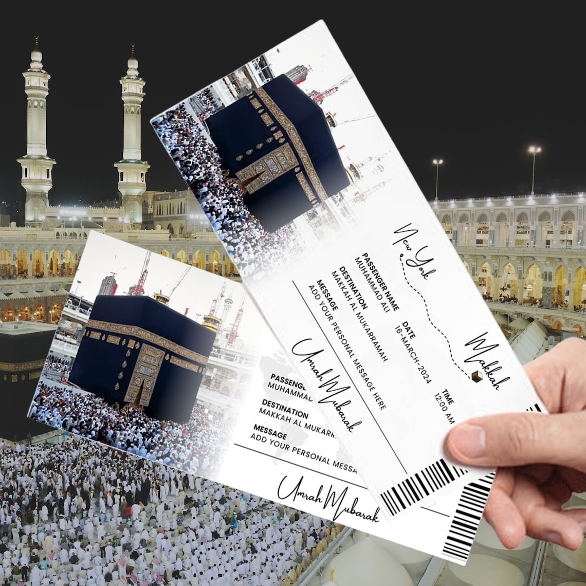 Hajj Boarding Pass, Editable Umrah Mubarak Boarding Pass, Hajj Plane ...