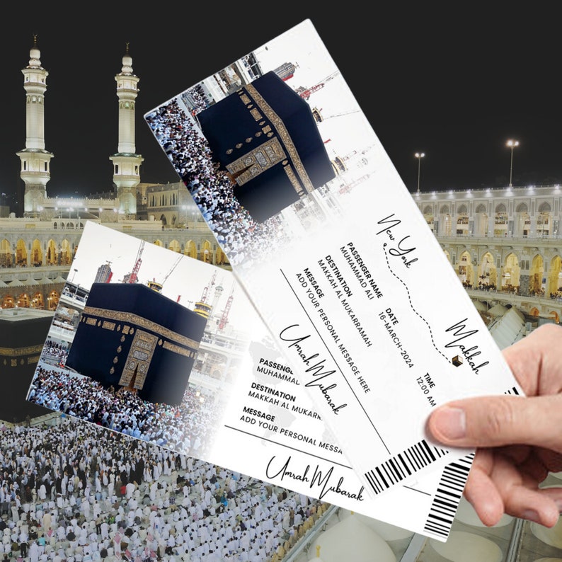 Hajj Boarding Pass, Editable Umrah Mubarak Boarding Pass, Hajj Plane ...