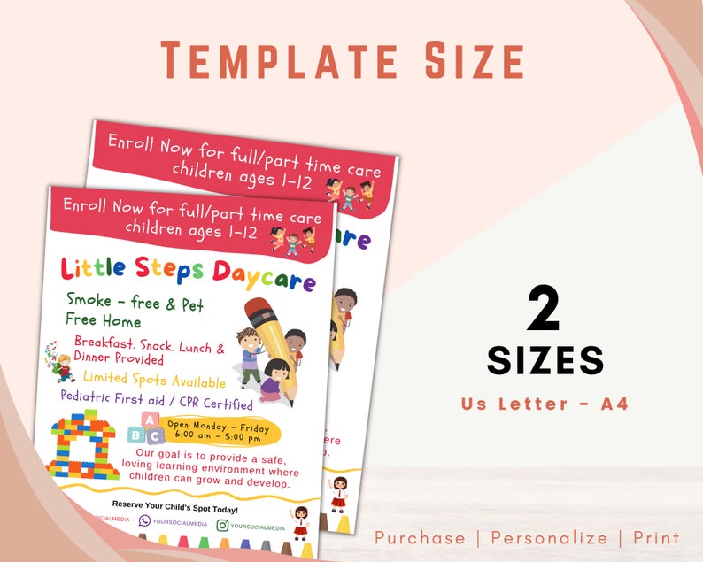 Child Care Flyer Template Baby Sitting Playtime Theme - Etsy