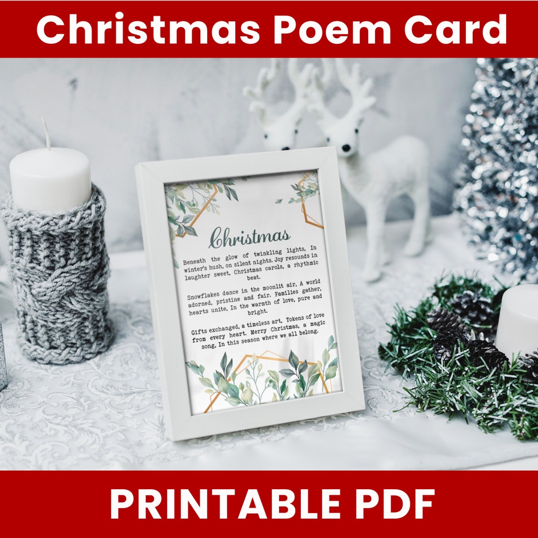 Christmas Poem Christmas Poem Card Christmas Prayer Christmas Wall Art ...