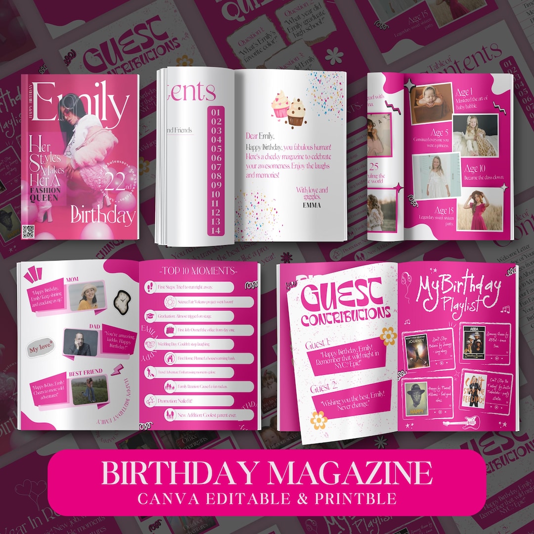 Editable Birthday Magazine Template, Birthday Magazine for Best Friend, Printable Birthday ...