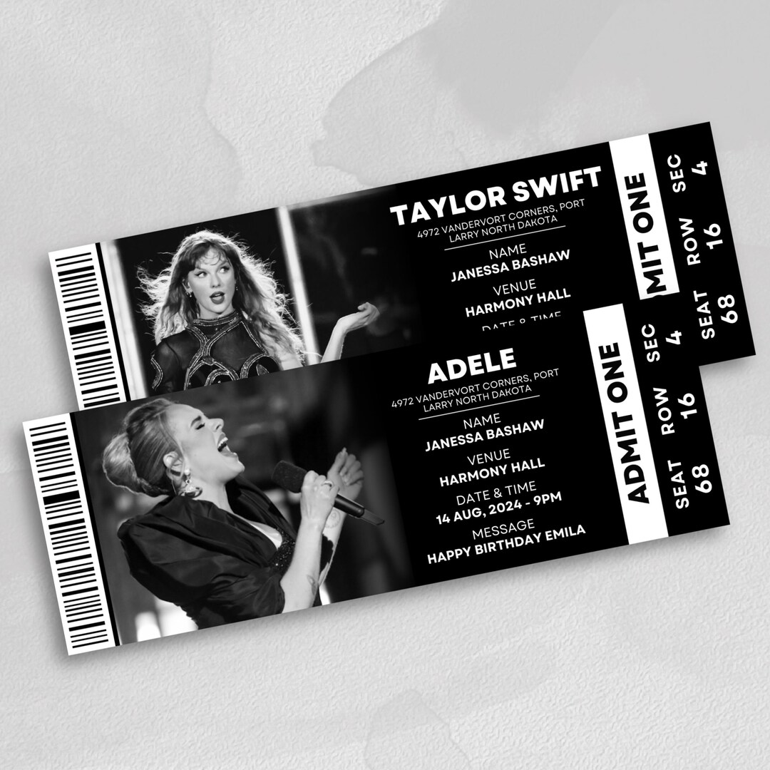 Editable Concert Ticket Template, Custom Concert Ticket Gift, DIY Event ...