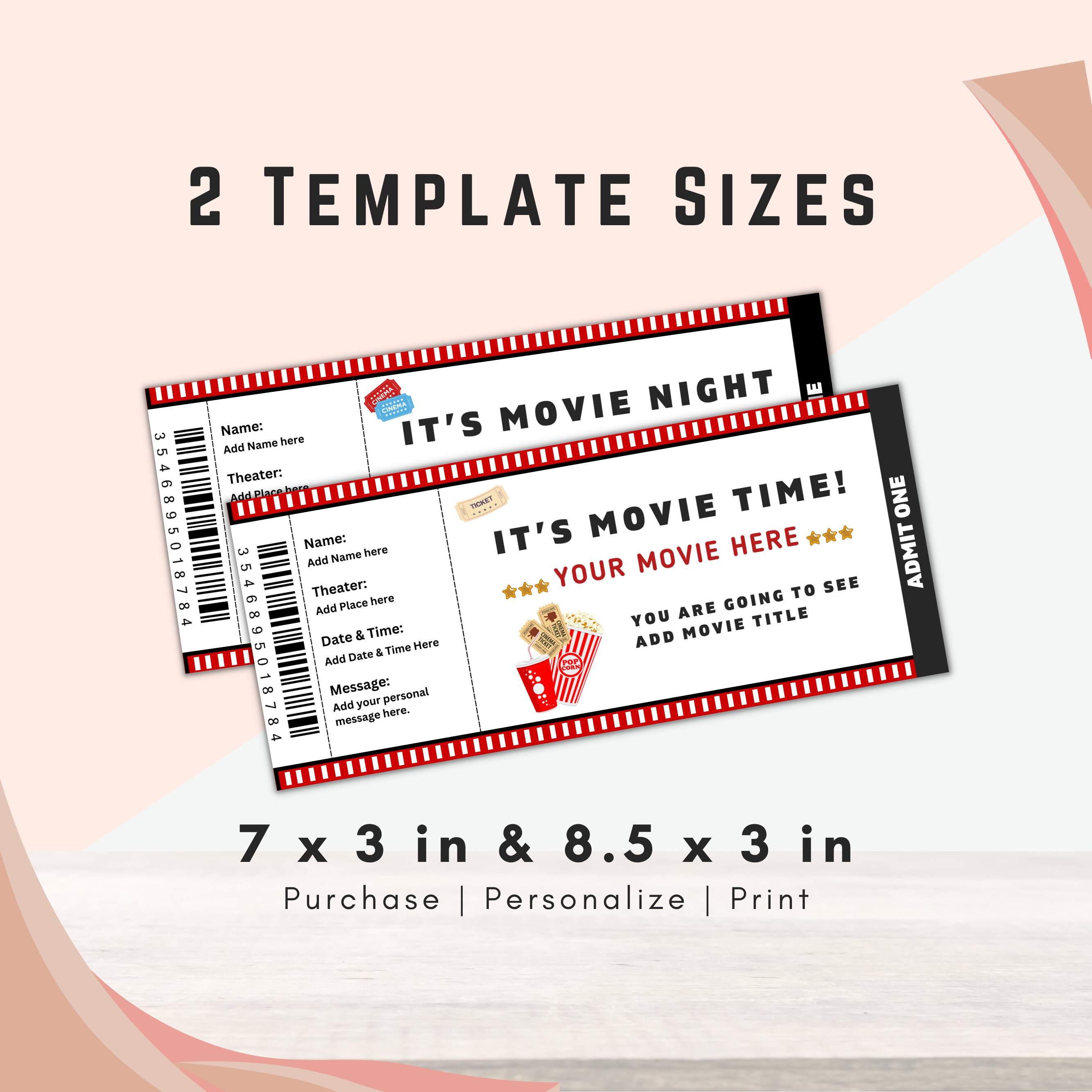 Editable Movie Ticket Birthday Invitation Movie Party Ticket - Etsy