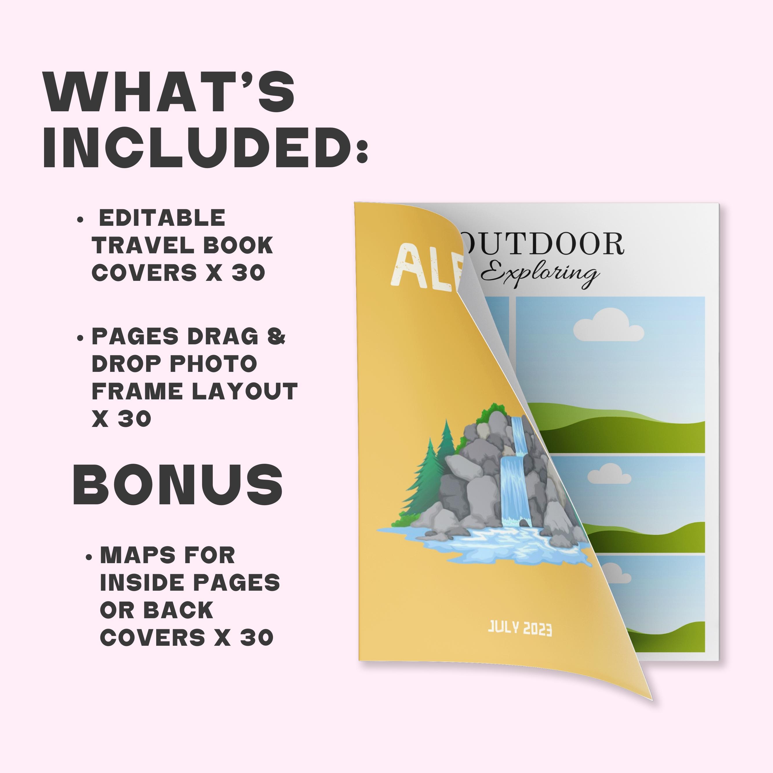 60 Travel Photobook Template Bundle, Travel Photo Book Covers, Editable ...