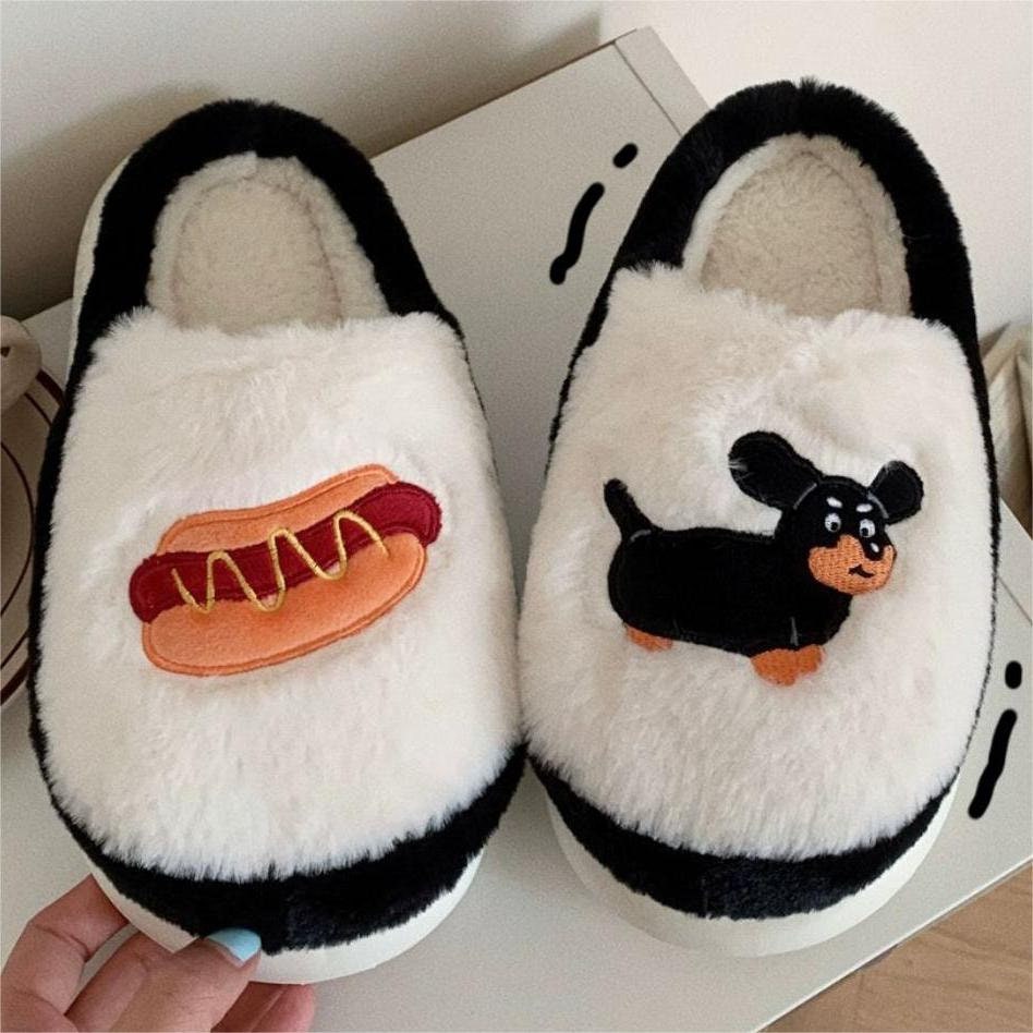 Cute Cotton Slippers for Dogs, Warm Soft-soled Furry Slippers for ...