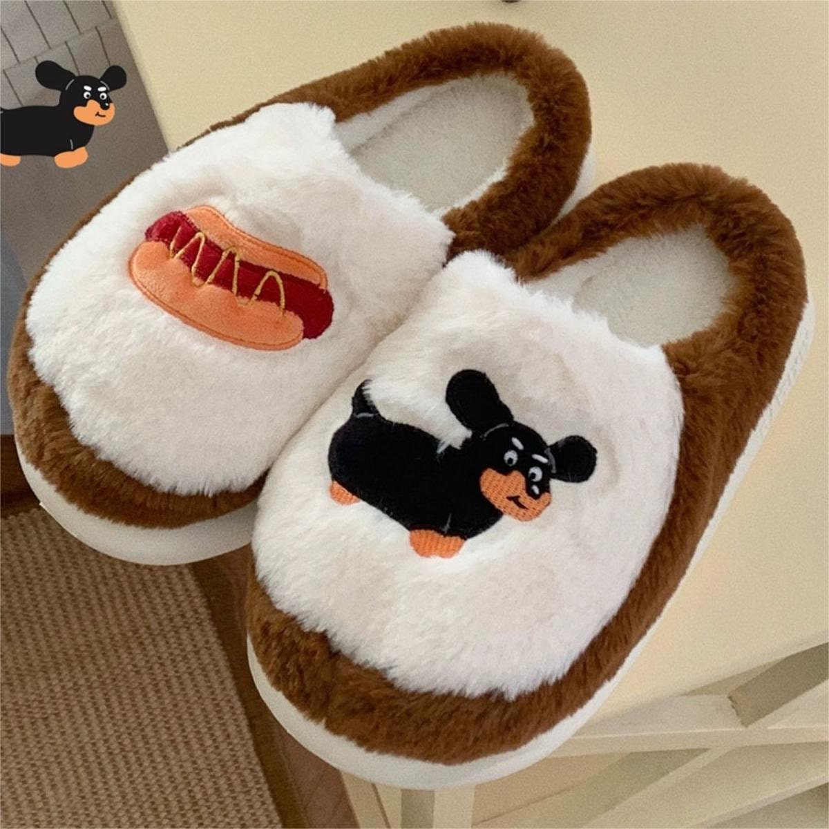 Cute Cotton Slippers for Dogs, Warm Soft-soled Furry Slippers for ...