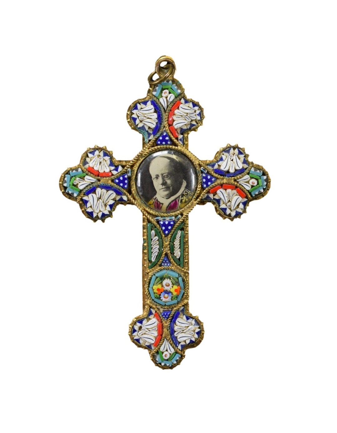 Micro Mosaic Vintage Pope XI Pendant Cross - Etsy