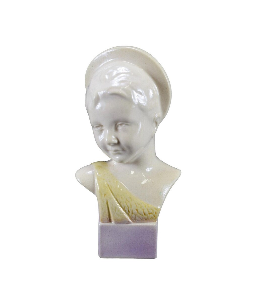 Jesus Christ Bust, Vintage Ceramic Statue of Young Shepherd by Desvres ...