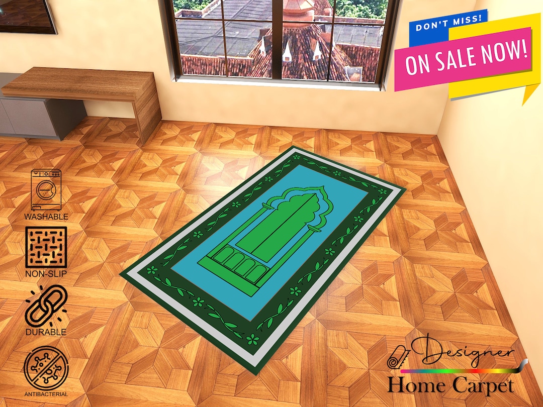 Masjid Al Haram Sajjada, Prayer Rug, Ramadan Prayer Rug, Green Colored ...