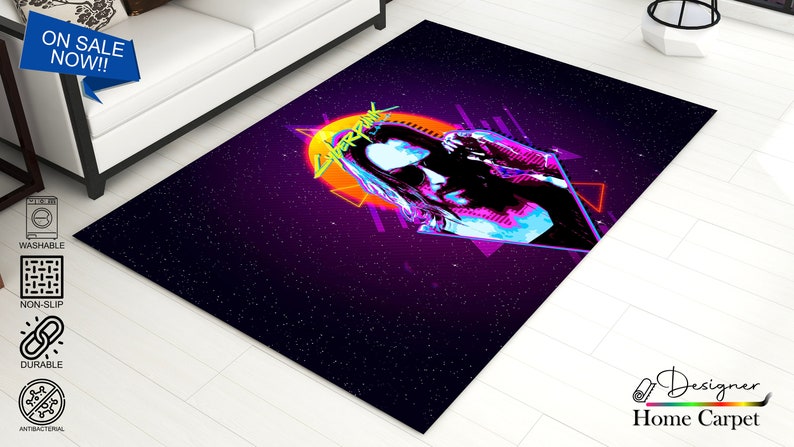 Cyberpunk 2077 Johnny Silverhand Themed Rug Colourful Rug - Etsy