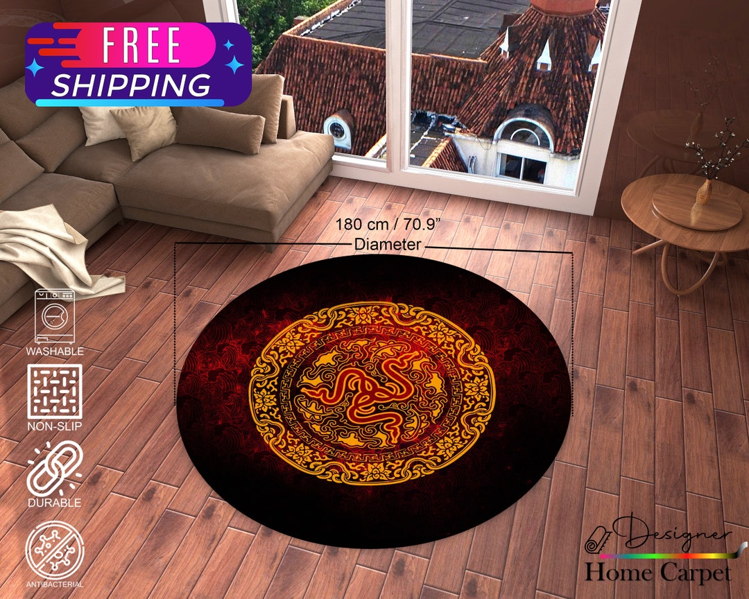 Abstract Rug, Razer Themed Rug, Round Rug, Patterned Carpet, Circle Rug ...