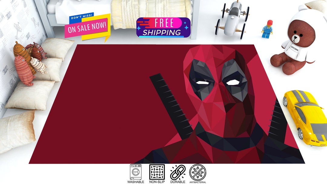 Deadpool Rug, Superhero Rug, Marvel Rug, Red Carpet, Horizontal Carpet ...