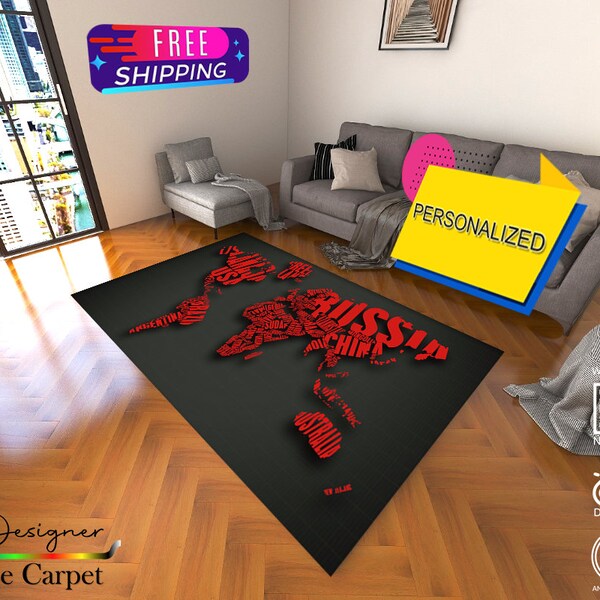 World Map Rug - Etsy